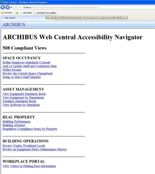Using the Accessibility Navigator