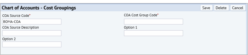 Defining Chart of Account Sources and Groupings