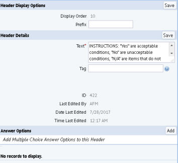 Add a Header to a Questionnaire