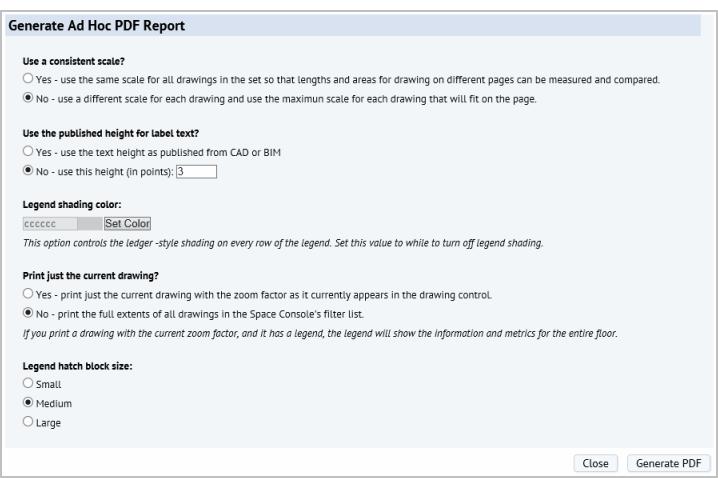 Options for Printing Drawings from the Space Console
