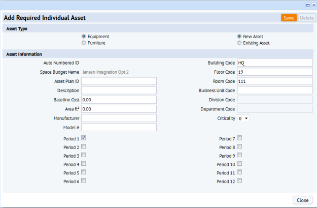 Adding or Deleting Individual Assets