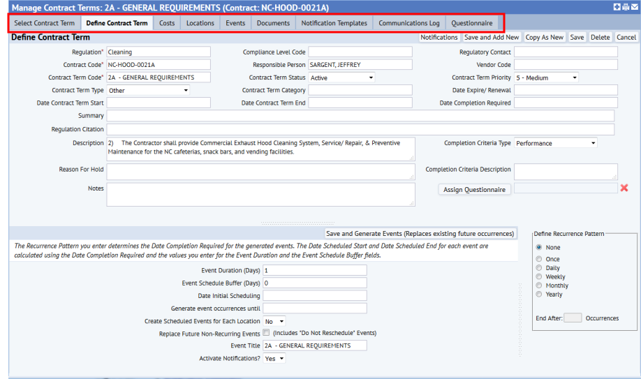 Add Costs, Locations, Events, Documents, Notifications, Communication ...