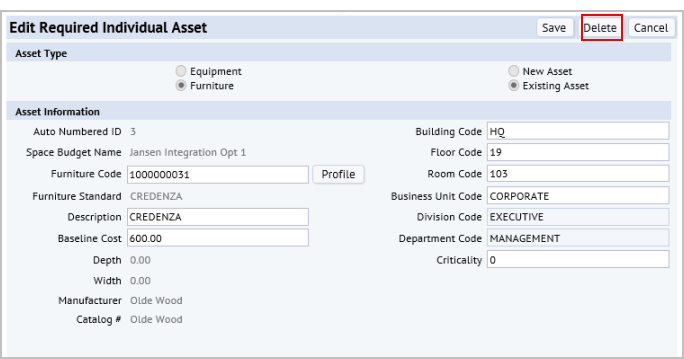 Adding or Deleting Individual Assets
