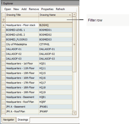 Working with the Drawing List