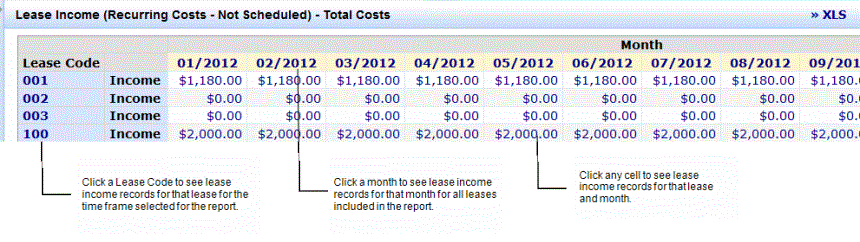 Lease Income by Month or Year Reports