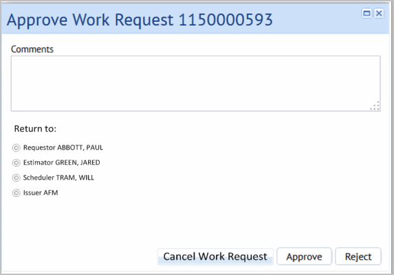 Approving and Rejecting Work Requests