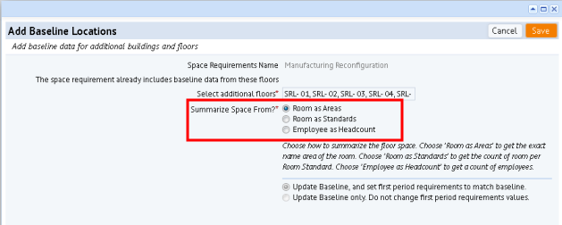 Add Locations to a Space Requirement