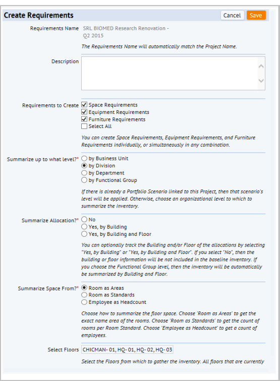Creating Asset Requirements