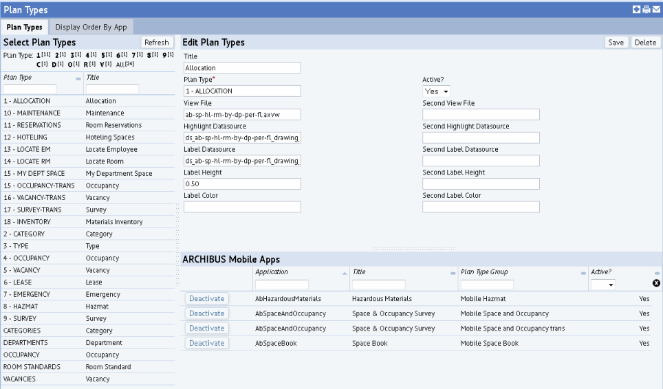 Setting the List of Plan Types for the Mobile Apps (Manage Plan Types task)