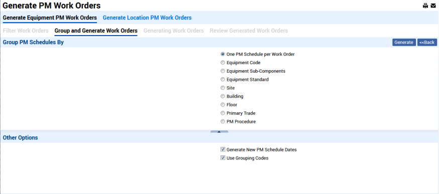 Manually Generating PM Work Orders
