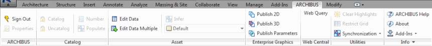 ARCHIBUS Tab of the Revit Ribbon