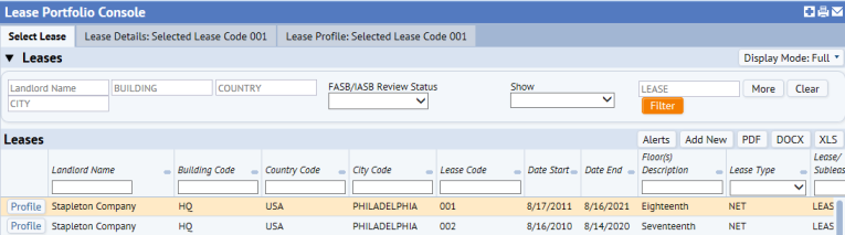 Lease Portfolio Console