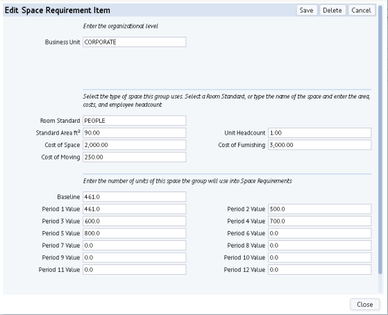 Example 2: Plan for a Growth Forecast Using Existing Space