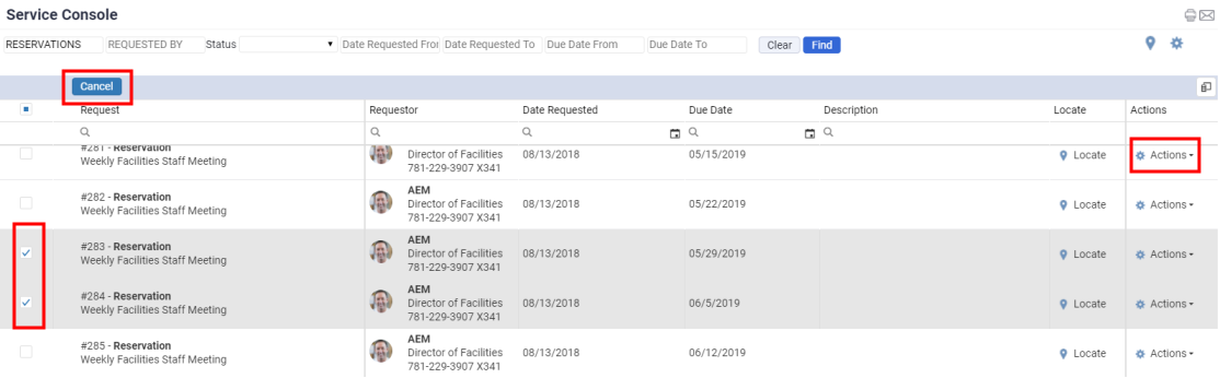 Manage Reservations (Meeting Space Requests)