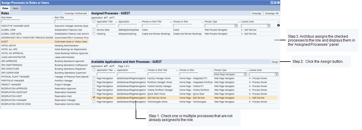 Assign Processes to Roles or Users