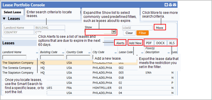 Lease Portfolio Console
