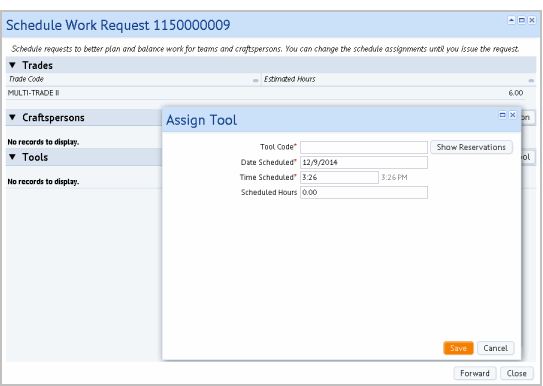 Reserving Tools for Work Requests