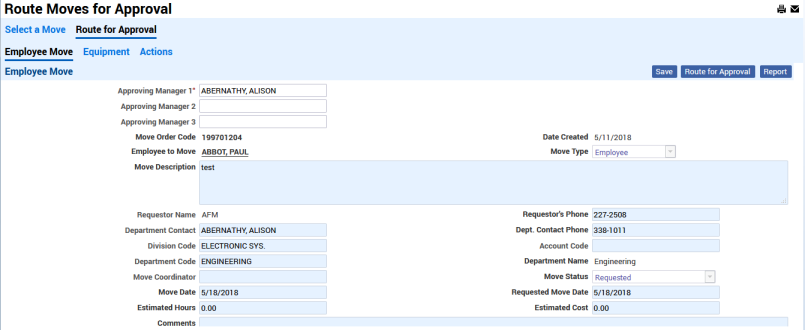 Route a Move for Approval