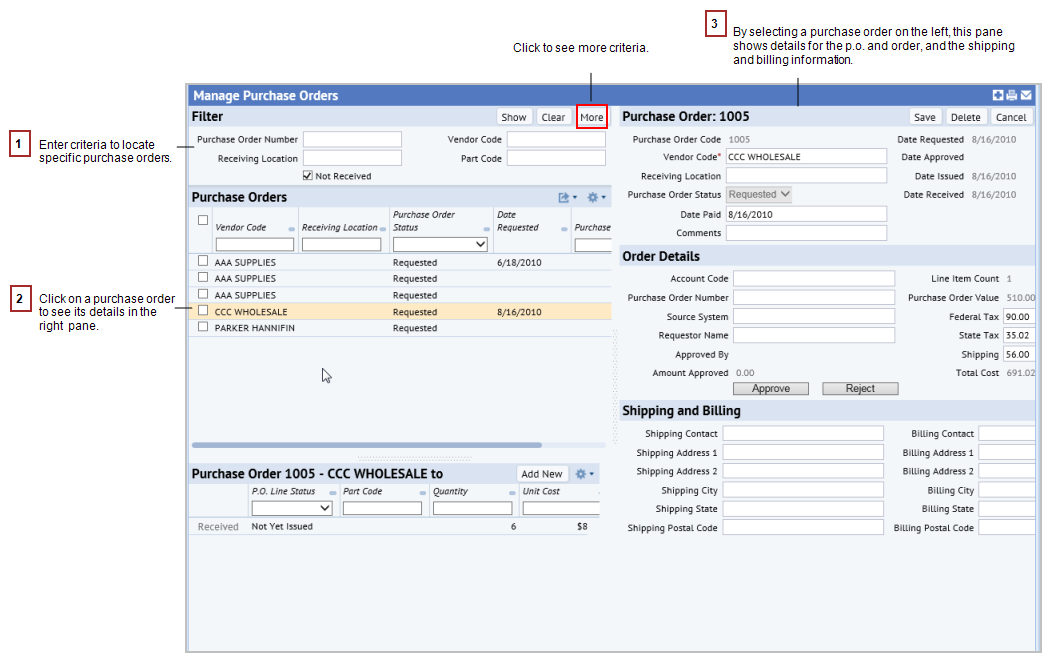 Manage Purchase Orders for Parts