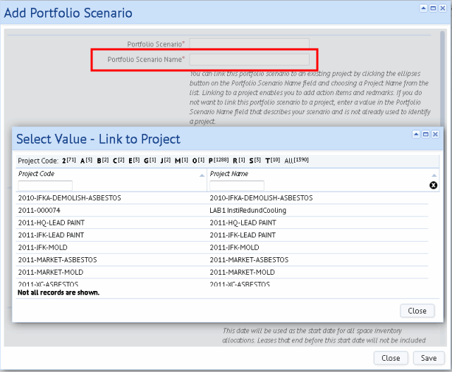Linking Projects to Portfolio Scenarios and Space Requirements