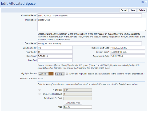 Edit an Allocation on a Stack Plan