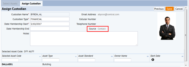 Assign Custodians to Assets