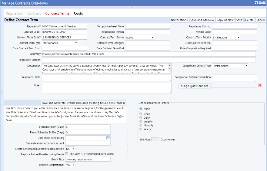 Enter Contract Terms