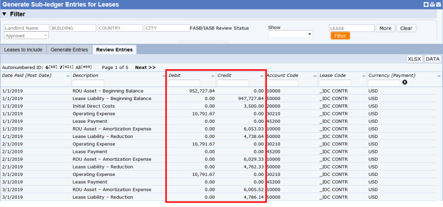 Export Lease Costs to the General Ledger