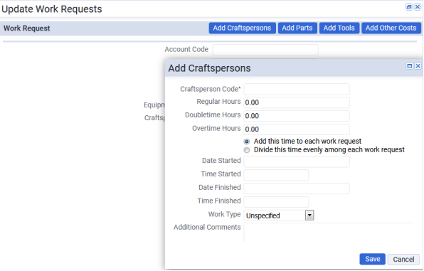 Update Work Requests with Details from the Job