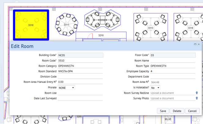 Developing Rooms and Floor Plans for a Team Space Inventory