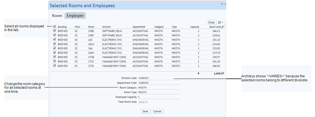 Select Rooms on the Floor Plan and View or Change their Properties