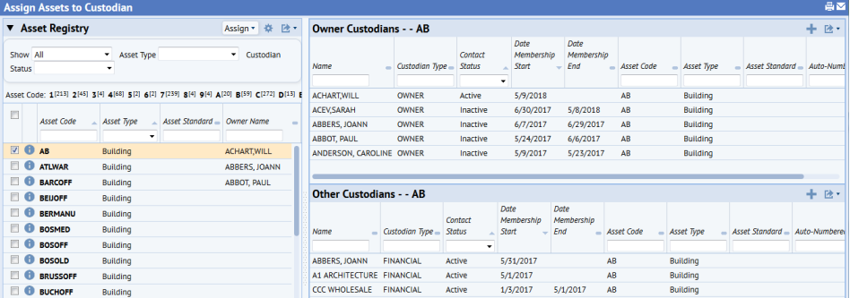 Assign Assets to Custodians and Manage