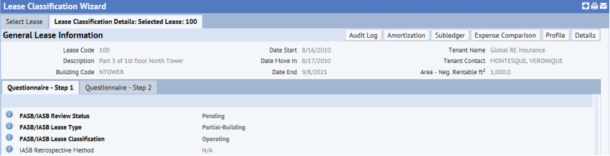 Working with the Lease Classification Wizard