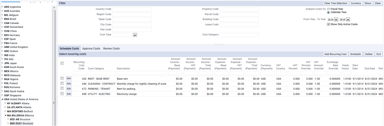 Creating and Scheduling Recurring Costs