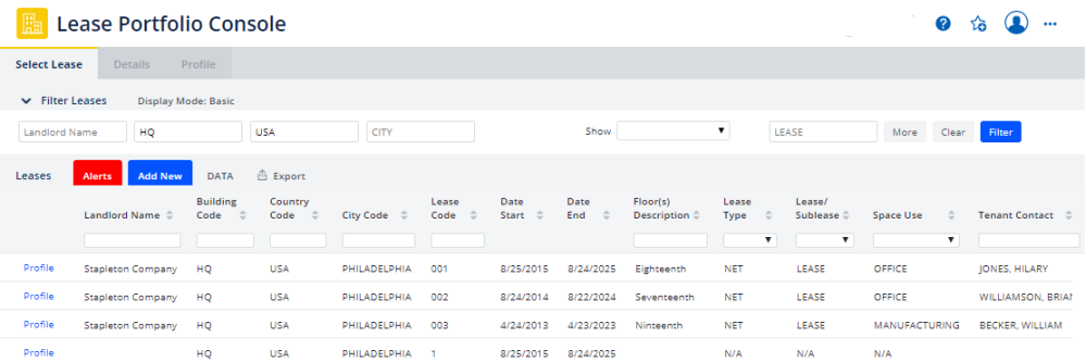 Lease Portfolio Console