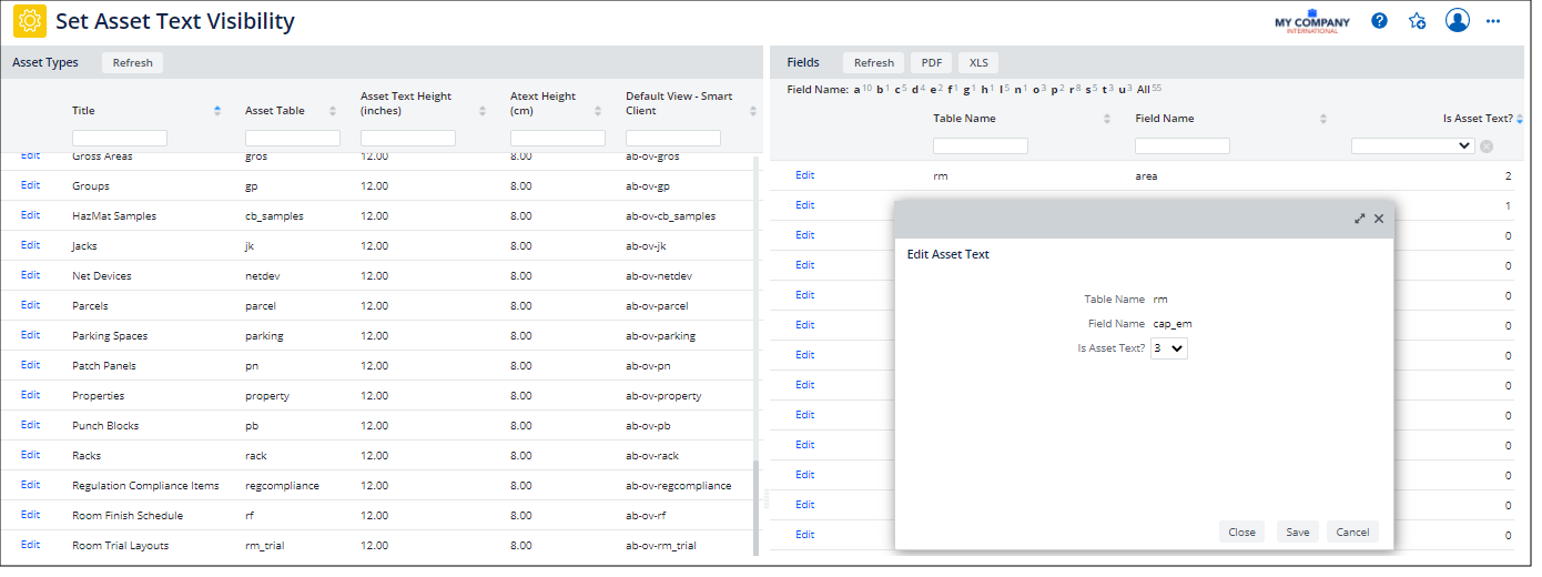 Set Asset Text Visibility and Height