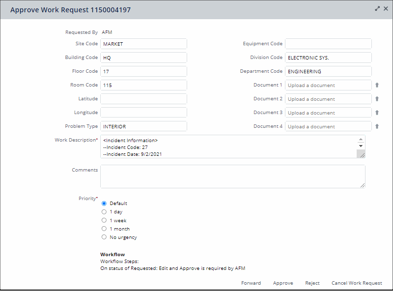 Approving and Rejecting Work Requests