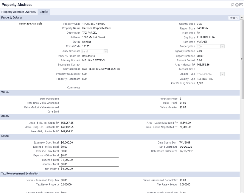Property Abstract Report