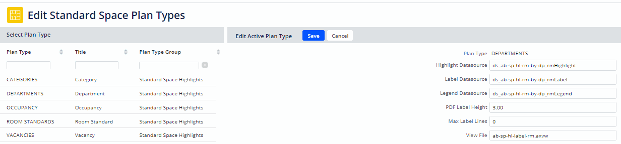 Editing and Creating Plan Types